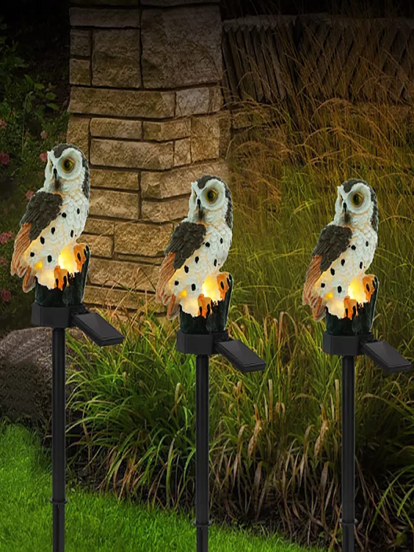 Solar Powered Owl Garden Light Waterproof LED Owl Landscape Lamp ...