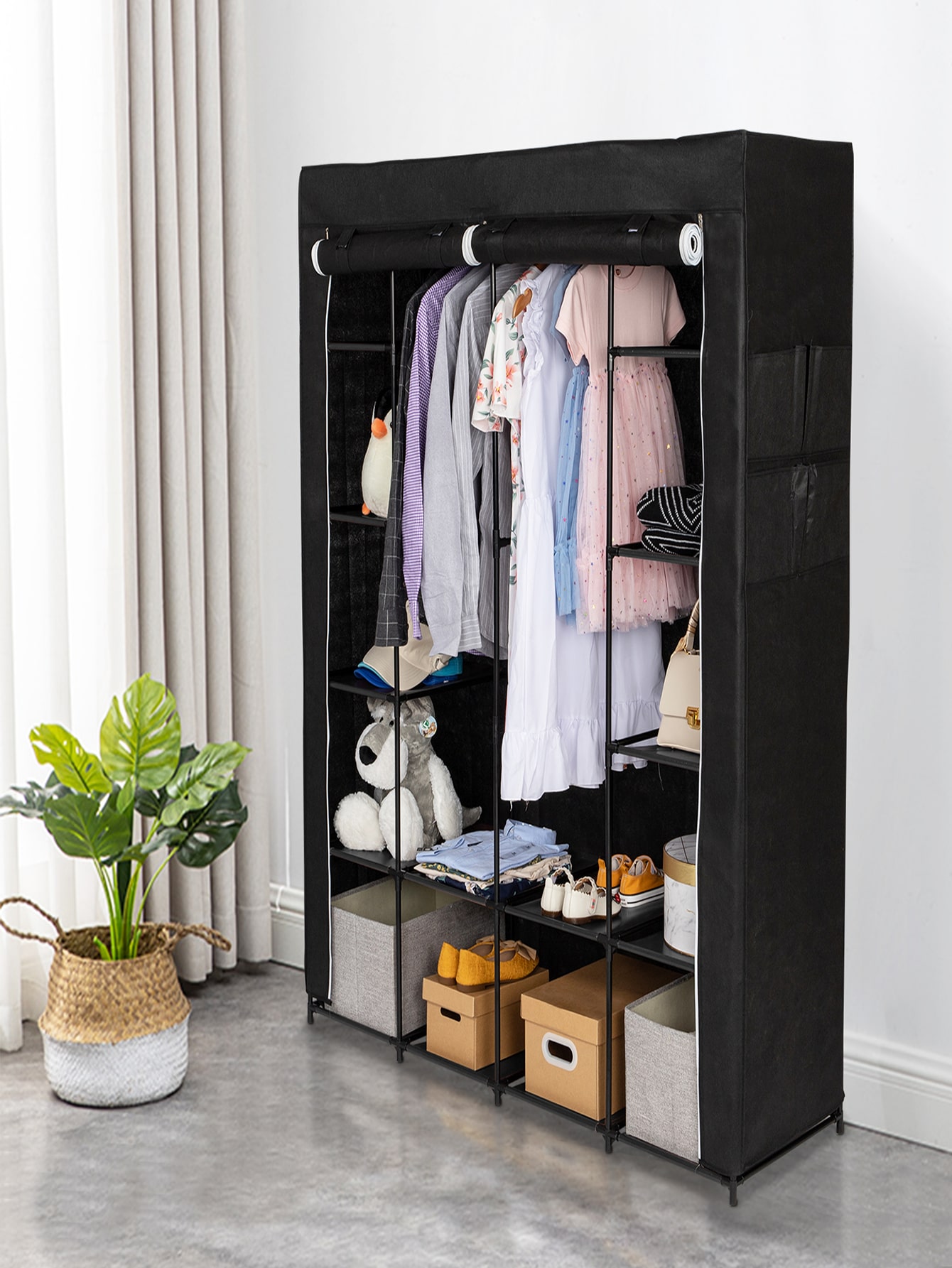 Portable Closet Organizer Storage, Wardrobe Closet with Non-Woven ...