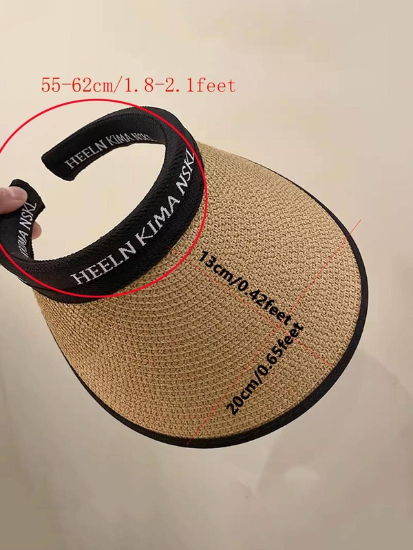 Women Letter Embroidered Contrast Binding Sun Protection Boho Visor ...