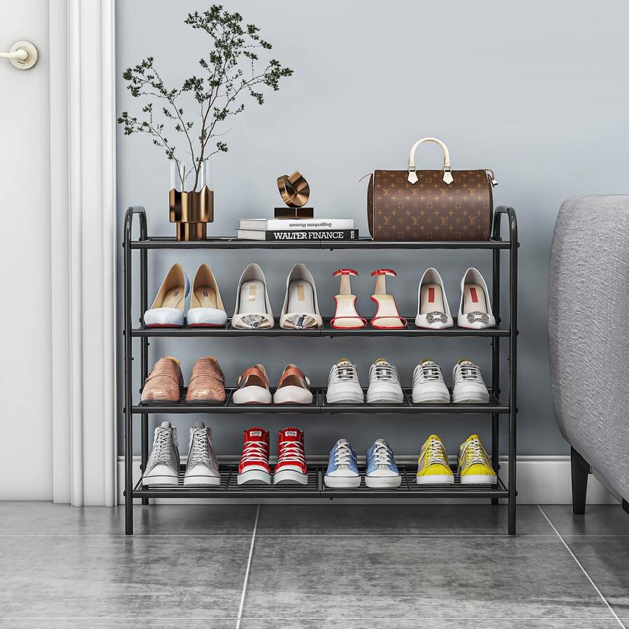 5 Tier Stackable Shoe Rack Organizer Storage, Adjustable Fabric Shoe ...