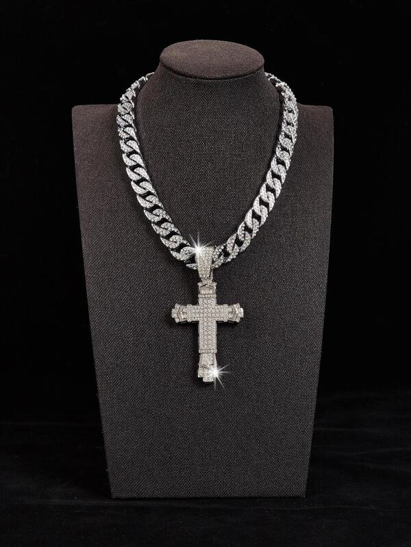 Men's Hip Hop Cross Pendant Necklace With Chain, For Jewelry Gift And ...
