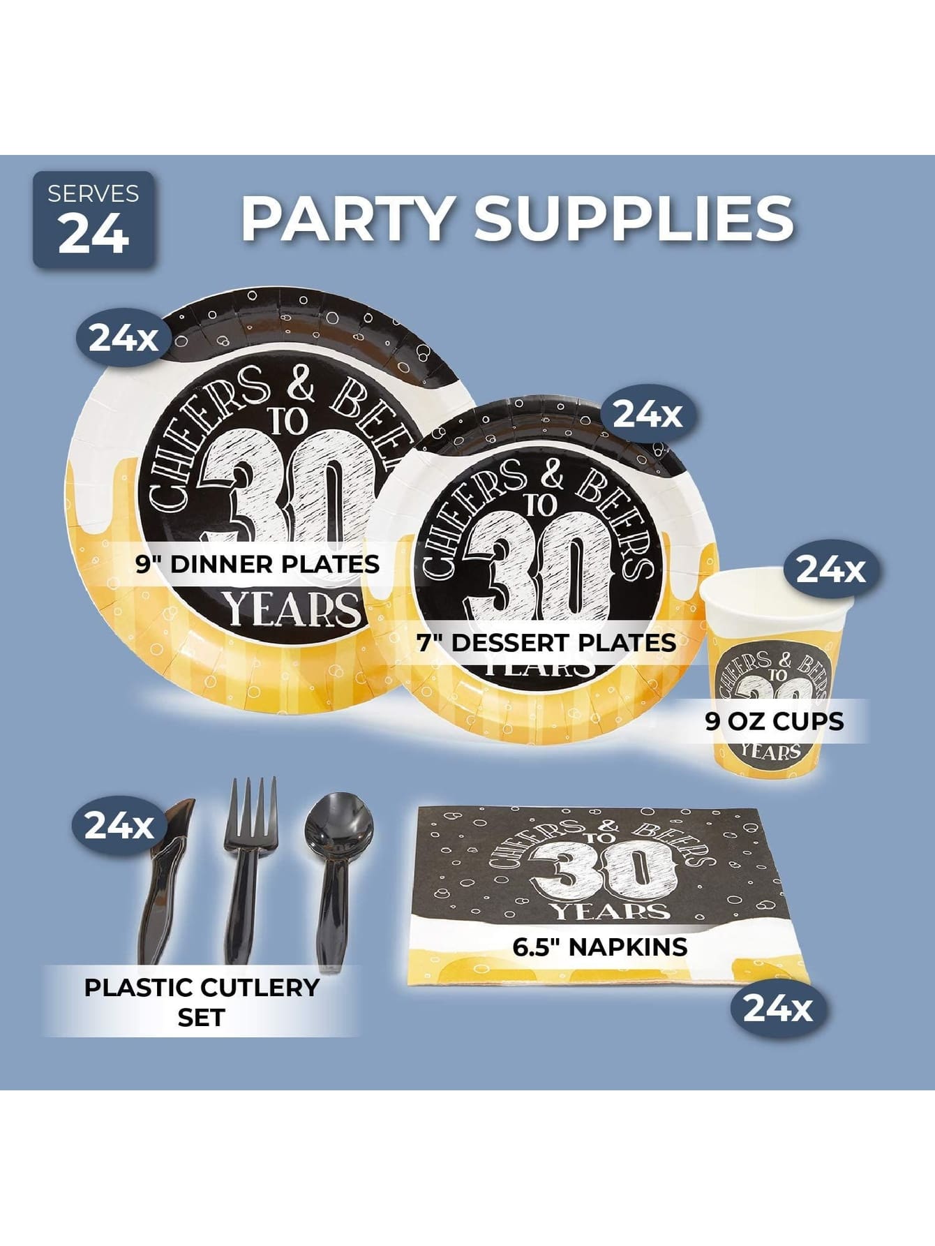168 Pieces Cheers and Beers to 30 Years Party Decorations, 30th ...