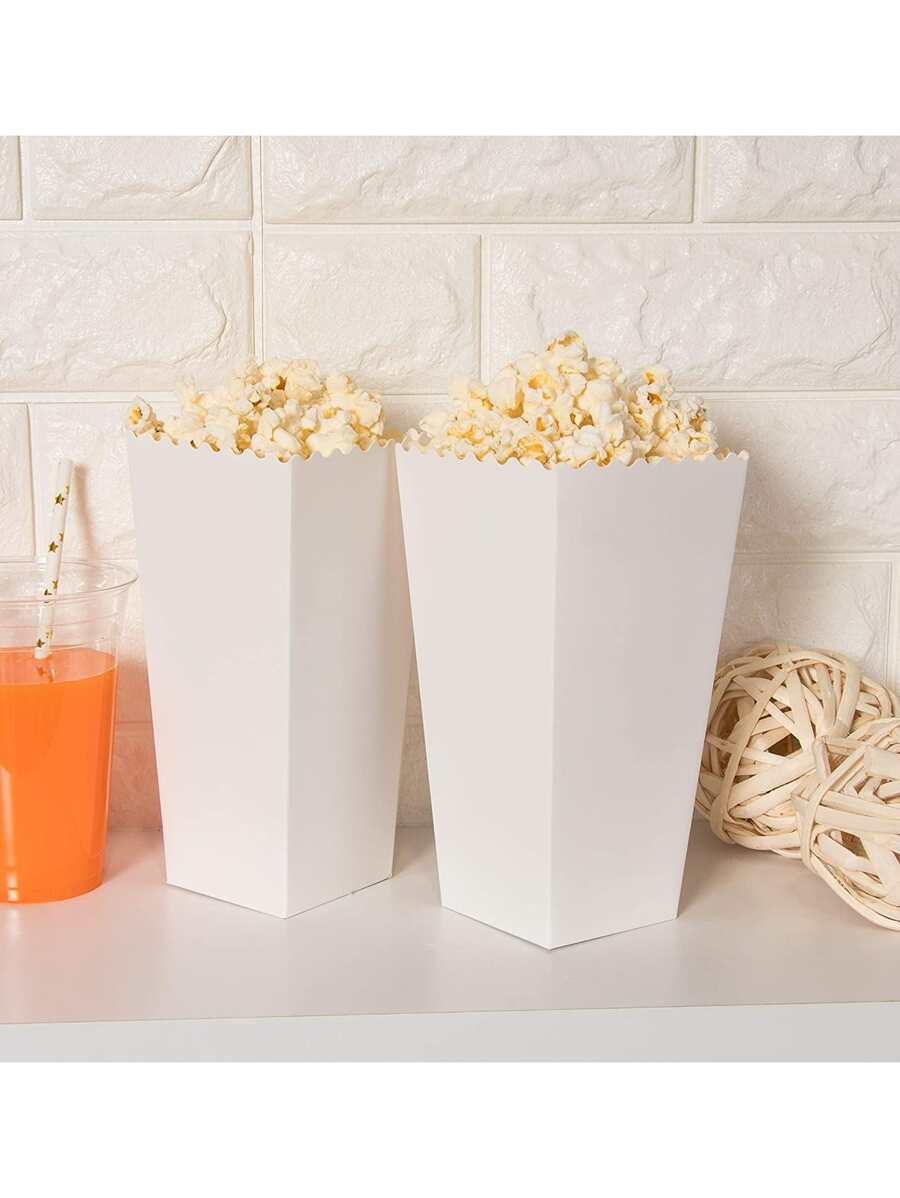 100 Pack White Popcorn Boxes for Party, 46 oz Bulk Paper Popcorn ...