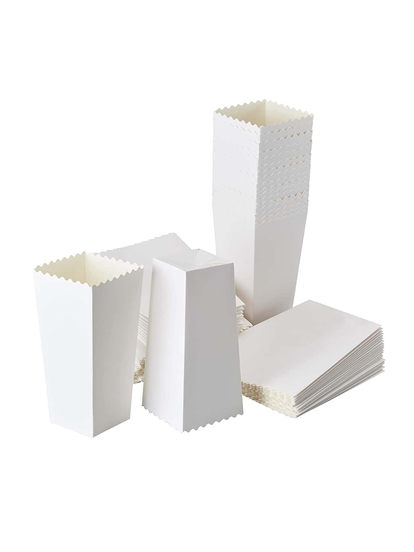 100 Pack White Popcorn Boxes for Party, 46 oz Bulk Paper Popcorn ...