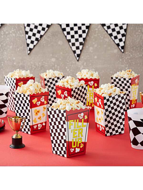 50 Pack Race Car Popcorn Boxes for Birthday Decorations, Checkered Flag ...