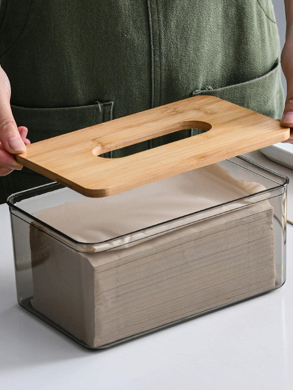 1pc Plastic Tissue Box Cover Holder, Minimalist Clear Tissue Storage ...