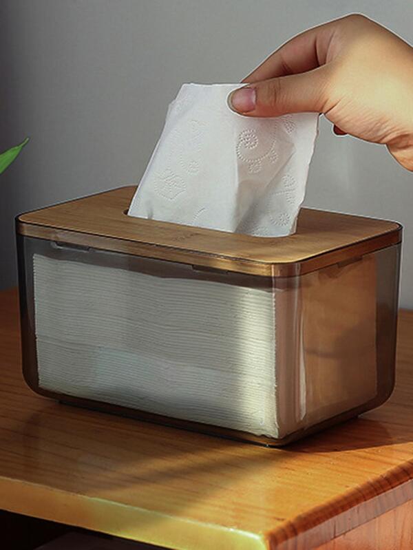 1pc Plastic Tissue Box Cover Holder, Minimalist Clear Tissue Storage ...