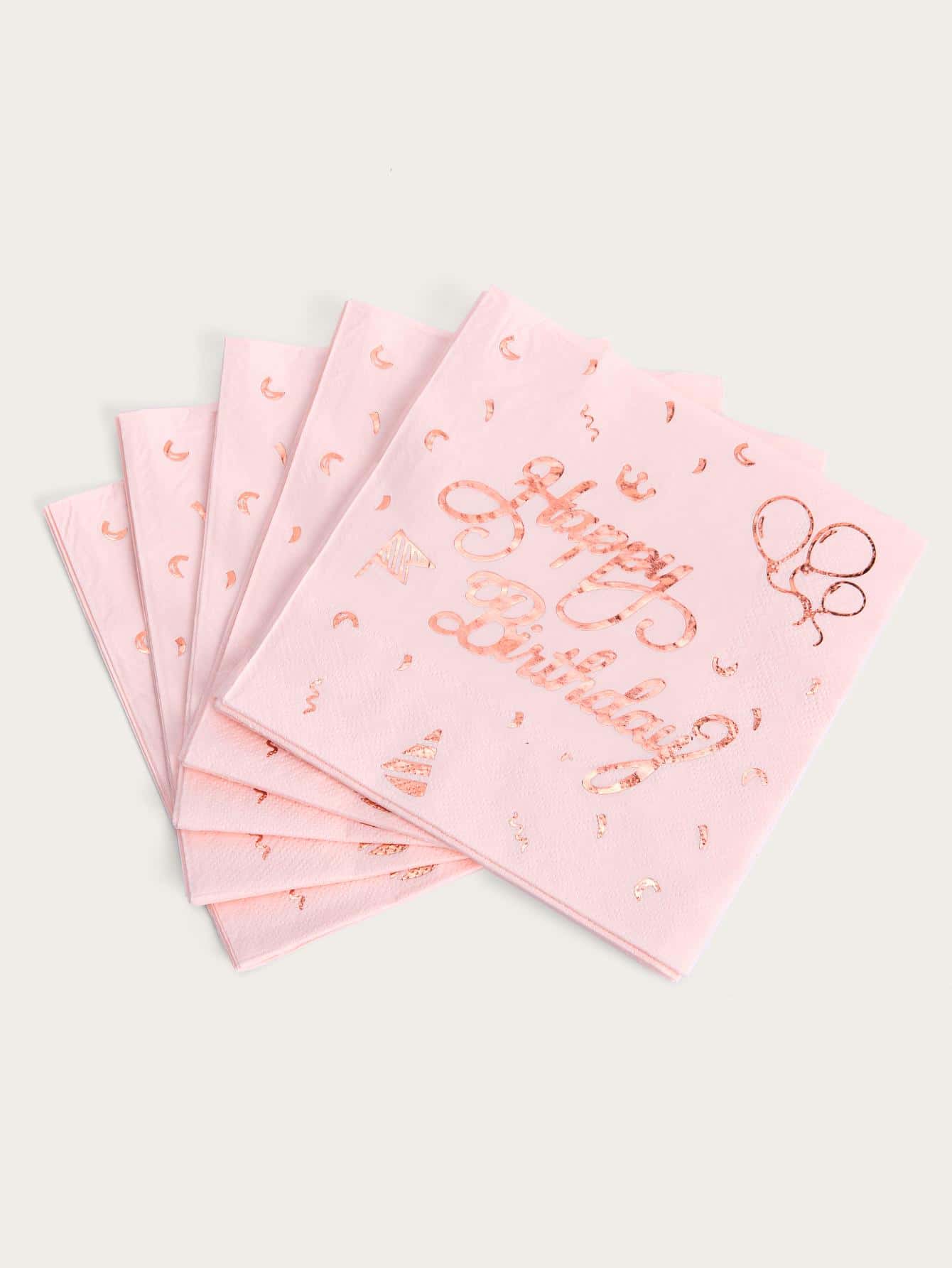 25pcs/Set Rose Gold Balloon Happy Birthday Disposable Napkins, 13*13 ...
