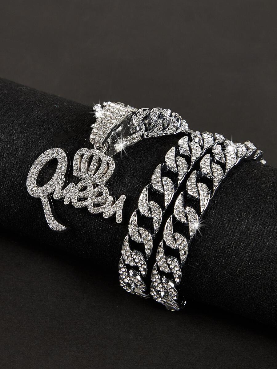 New Design Fashionable Women's Crown Queen Pendant With Iced Chain ...