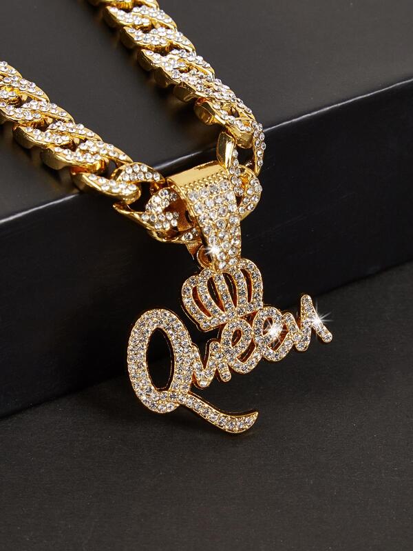 New Design Fashionable Women Crown Queen Pendant Matching Iced Chain ...