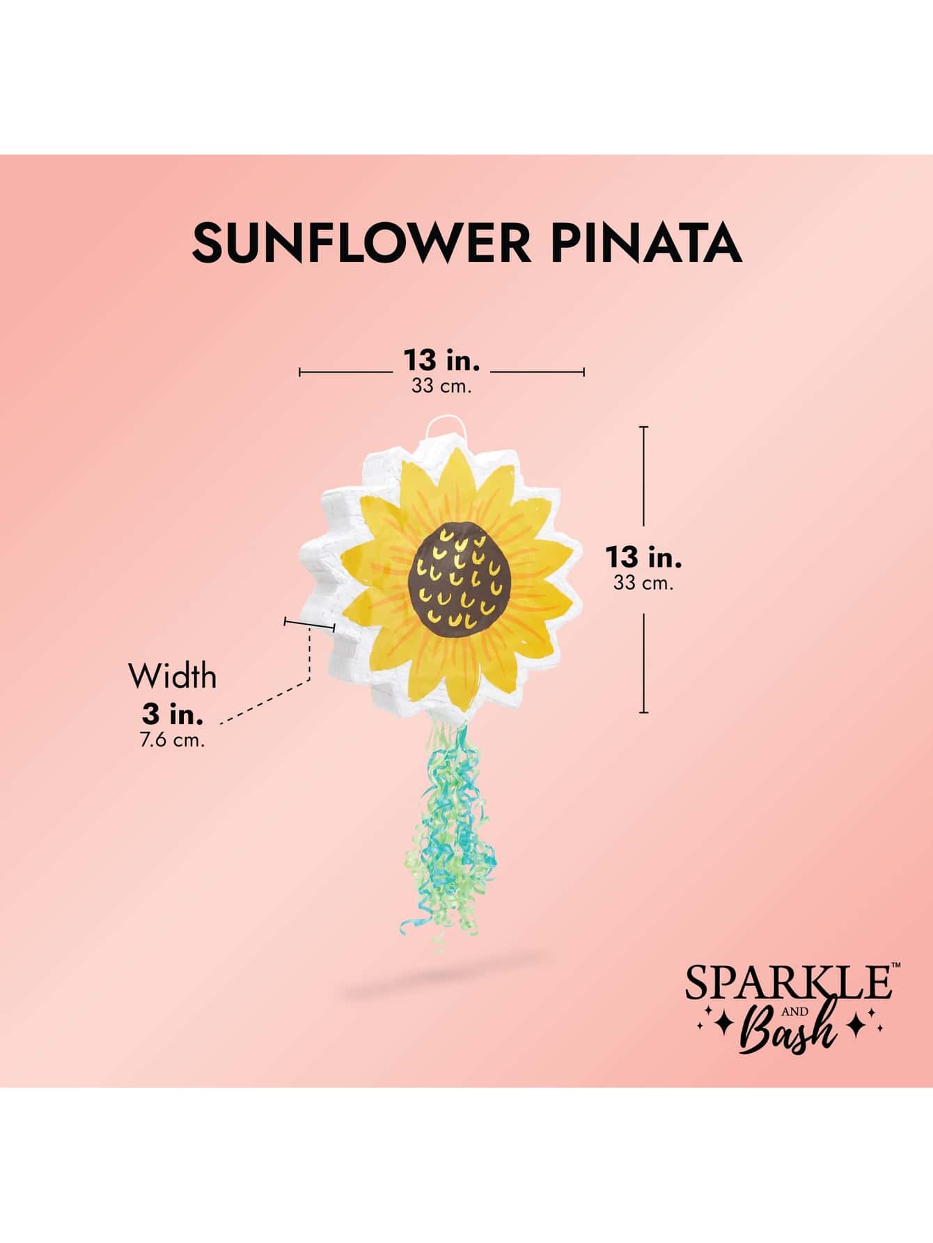 Small Pull String Sunflower Pinata For Floral Birthday Party, Baby ...