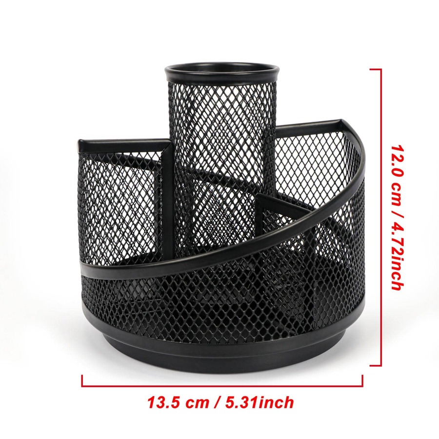 360 Degree Rotating Pen Holder for Desk Mesh Desk Organizer Rotating ...