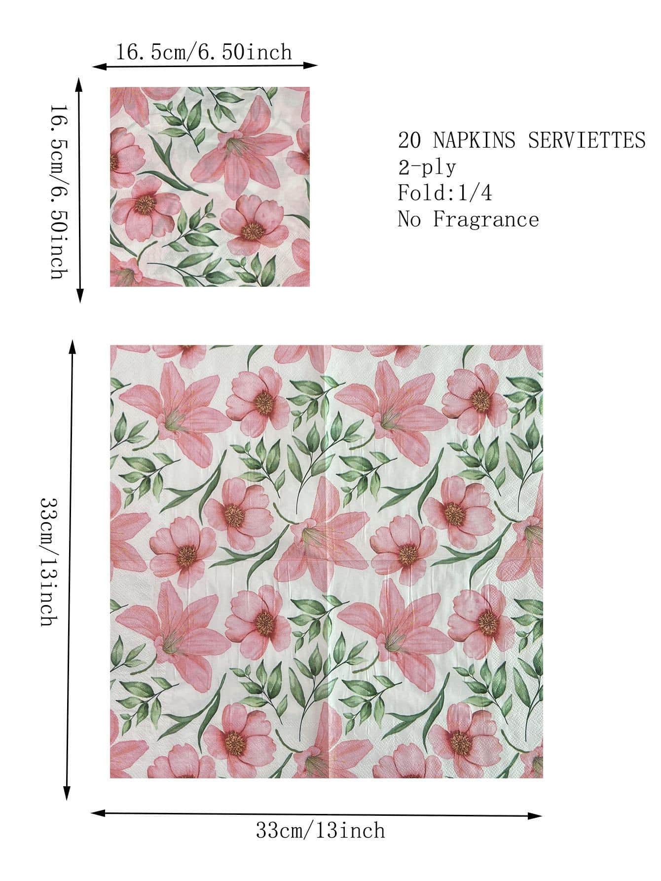 20pcs/set Paper Disposable Napkin, Modern Floral Pattern Paper Dinner ...