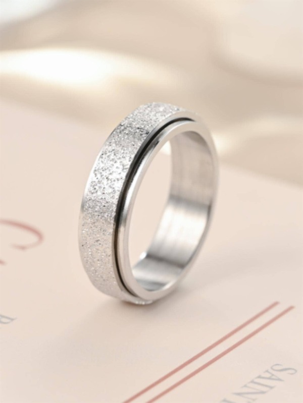 Titanium Steel Frosted Ring Creative Romantic Rotating Anti-Anxiety ...