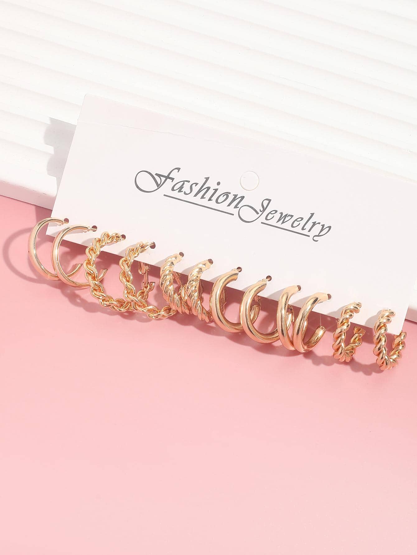 6 pares/set Pendientes de aro simple geométrico girante con gama alta ...