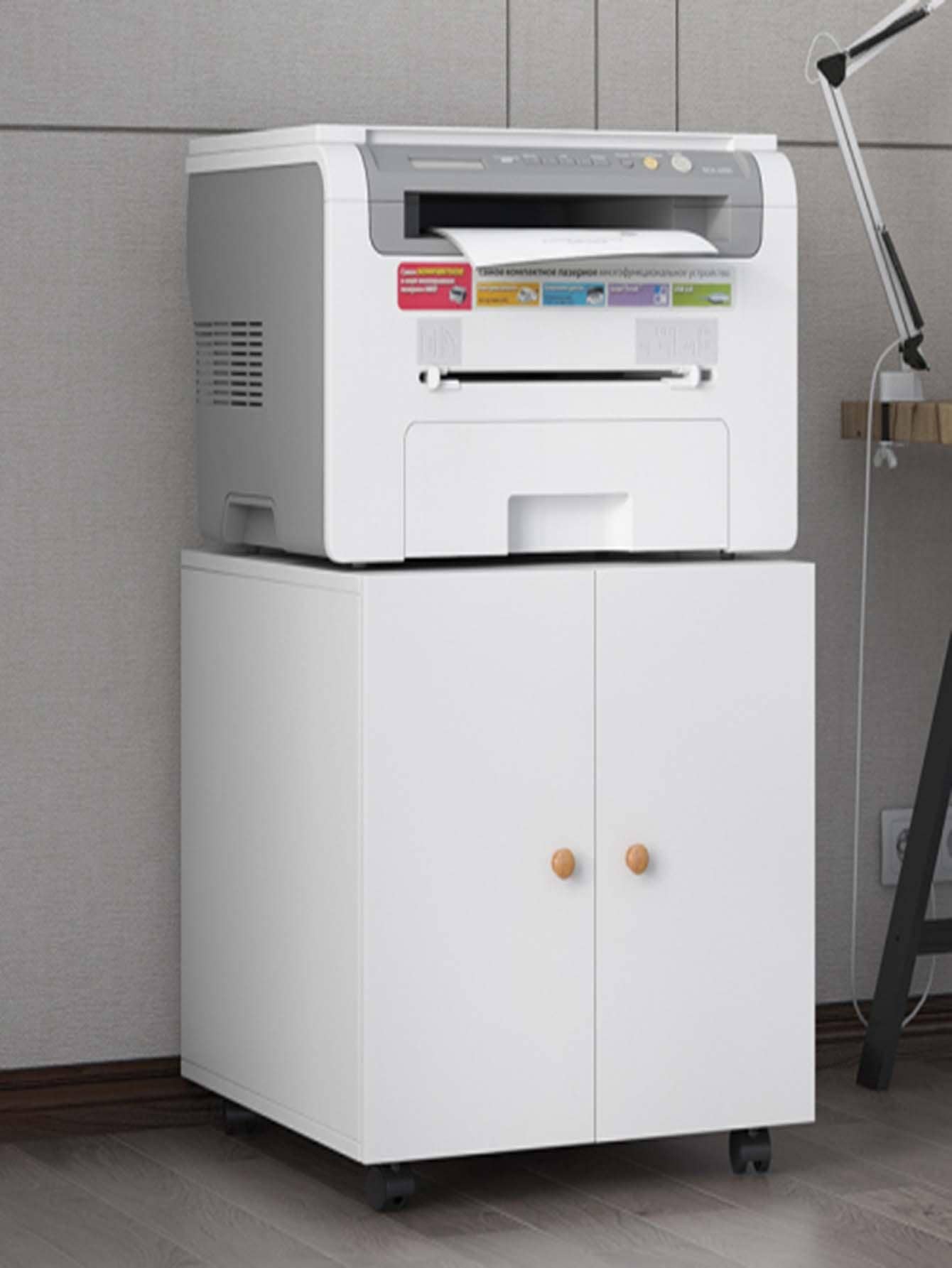 Office furniture Copier Cabinet white 2 door steel copier stand mobile ...
