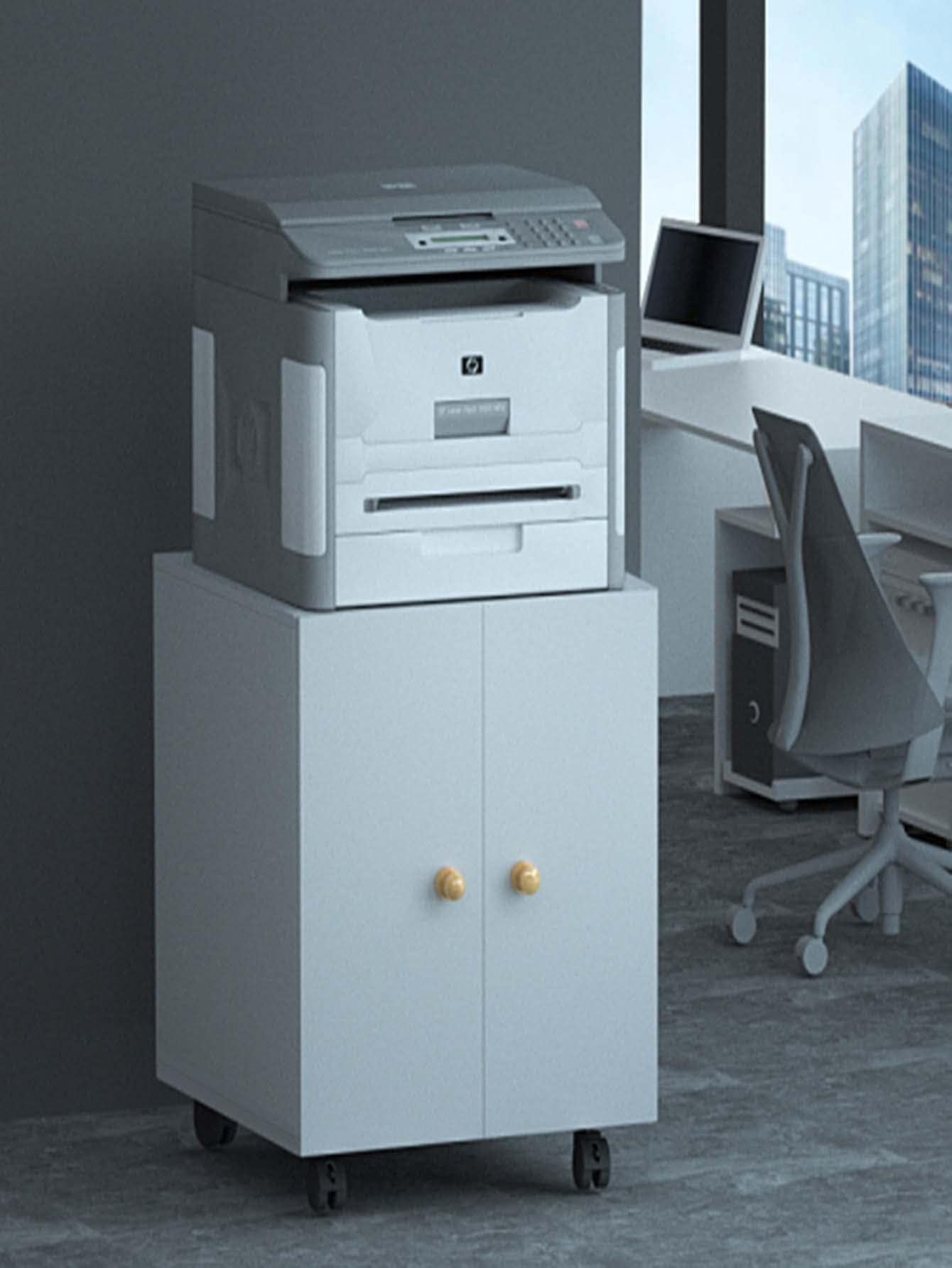 Office furniture Copier Cabinet white 2 door steel copier stand mobile ...