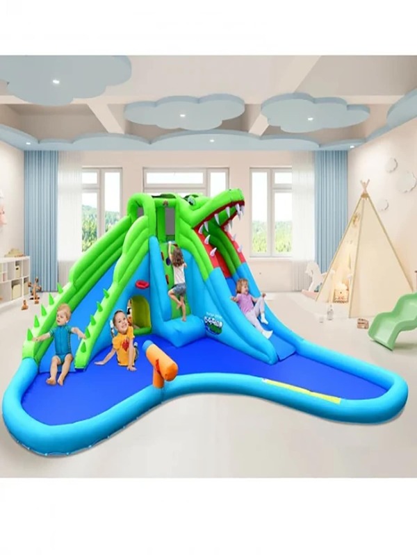 Crocodile inflatable Dual Slide trampoline, 224.5" x 203" x 94.5 ...