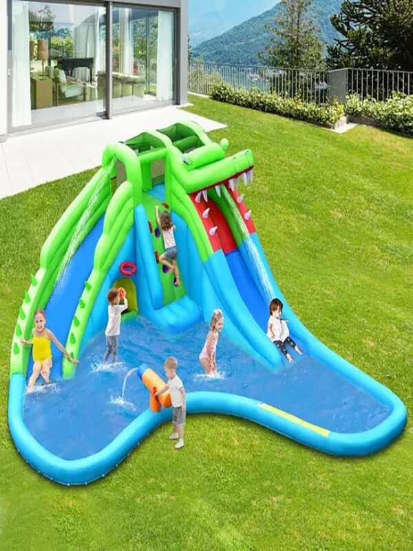 Crocodile inflatable Dual Slide trampoline, 224.5" x 203" x 94.5 ...