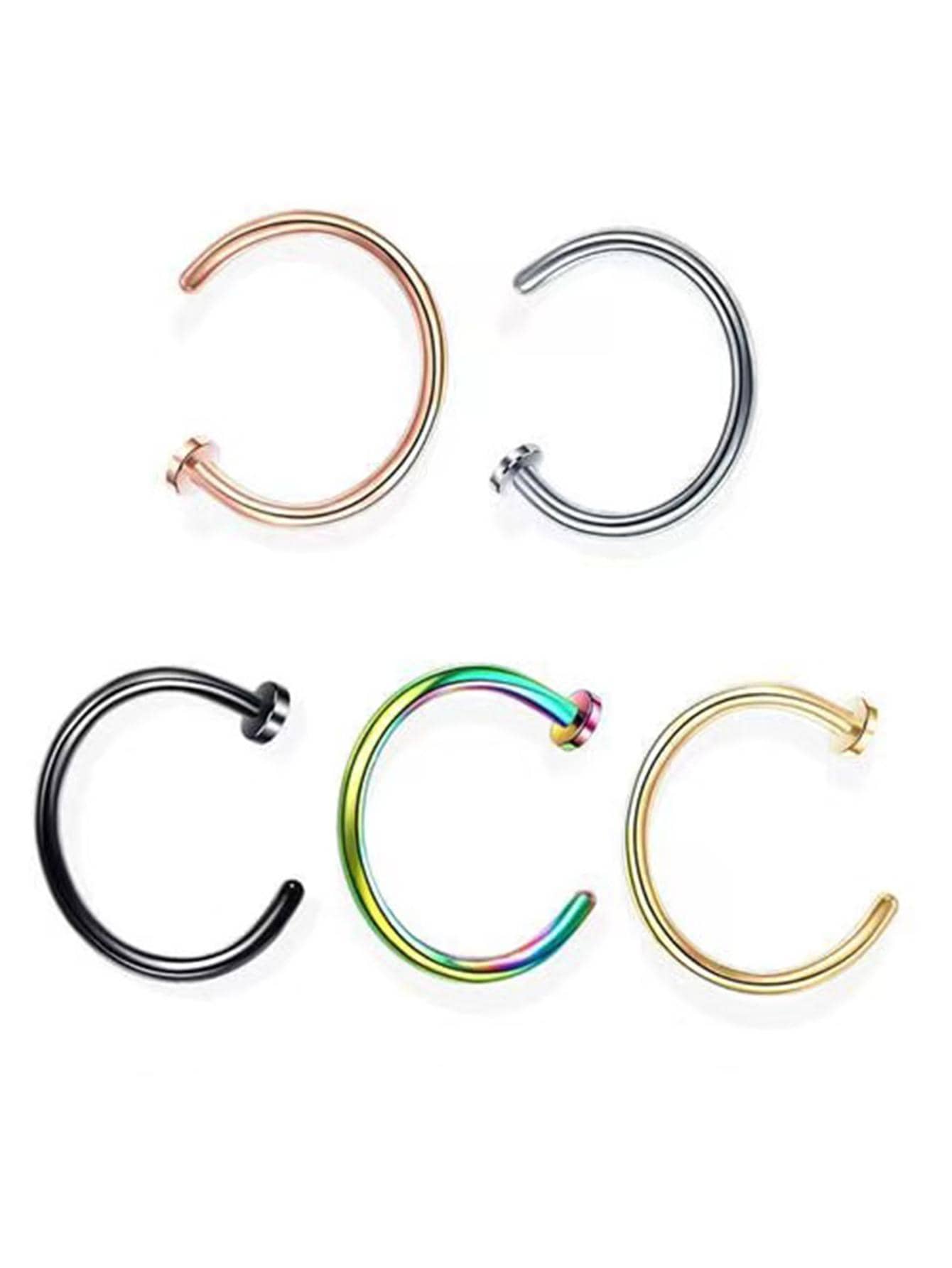 15pcs/set Funky Stainless Steel Minimalist Nose Ring For Women For ...