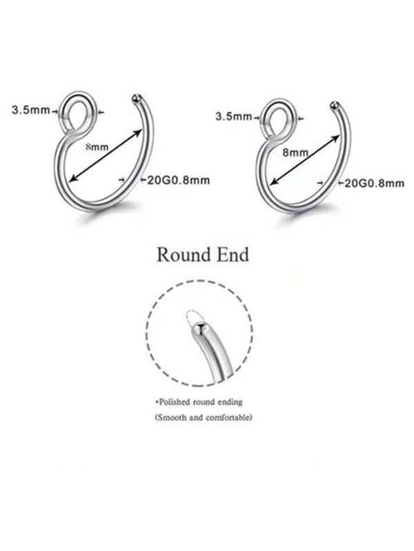 15pcs/set Funky Stainless Steel Minimalist Nose Ring For Women For ...