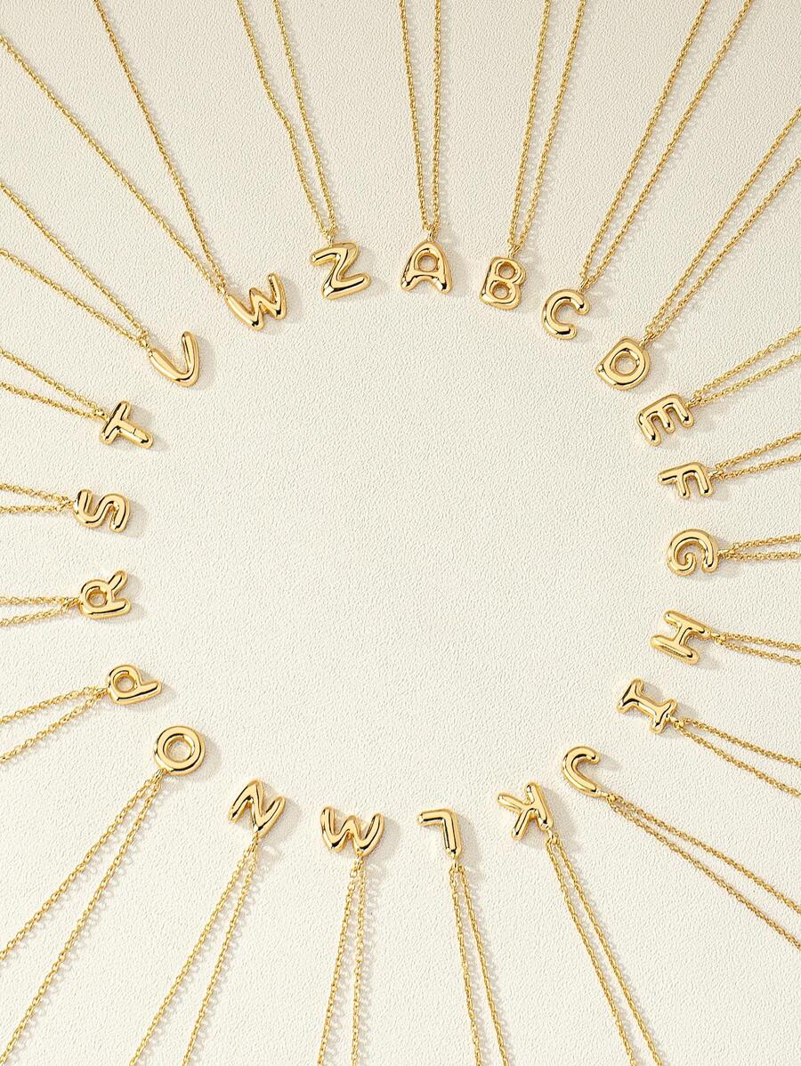 1pc Fashionable Minimalist Style Gold Plated Metal Chain & Alphabet ...