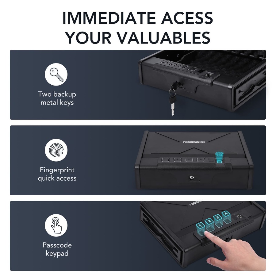 Security Safes, Quick Access Lock Box with Fingerprint & Digital Keypad ...