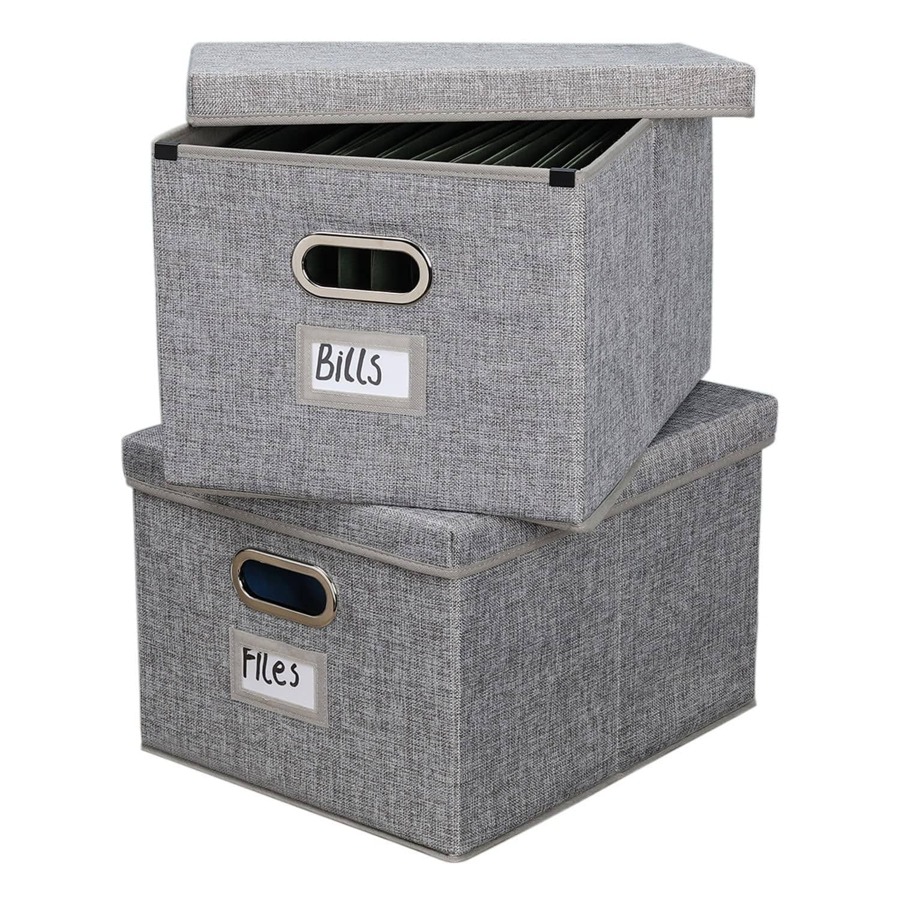 File Organizer Box Set of 2 - Collapsible Filing Cabinets Space Saving ...