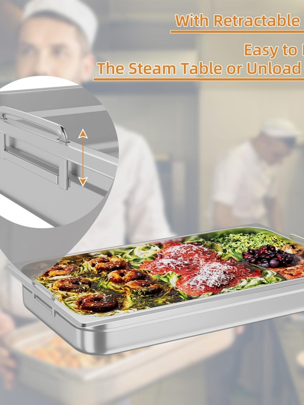 RIEDHOFF 6 Pack Full Size Hotel Pan, [NSF Certified][with Handle & Lid ...