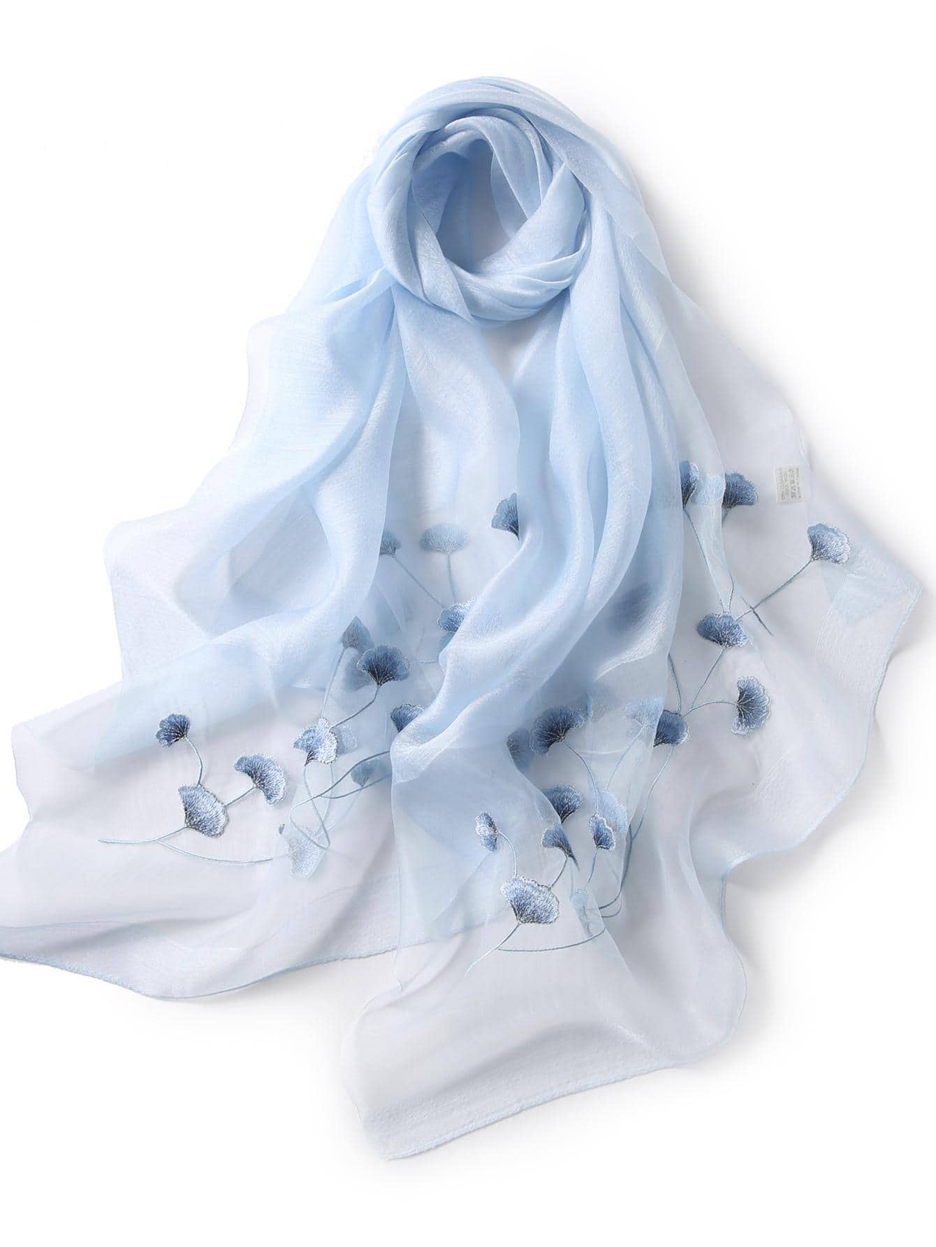 Ginkgo Leaf Embroidered Scarf | SHEIN USA