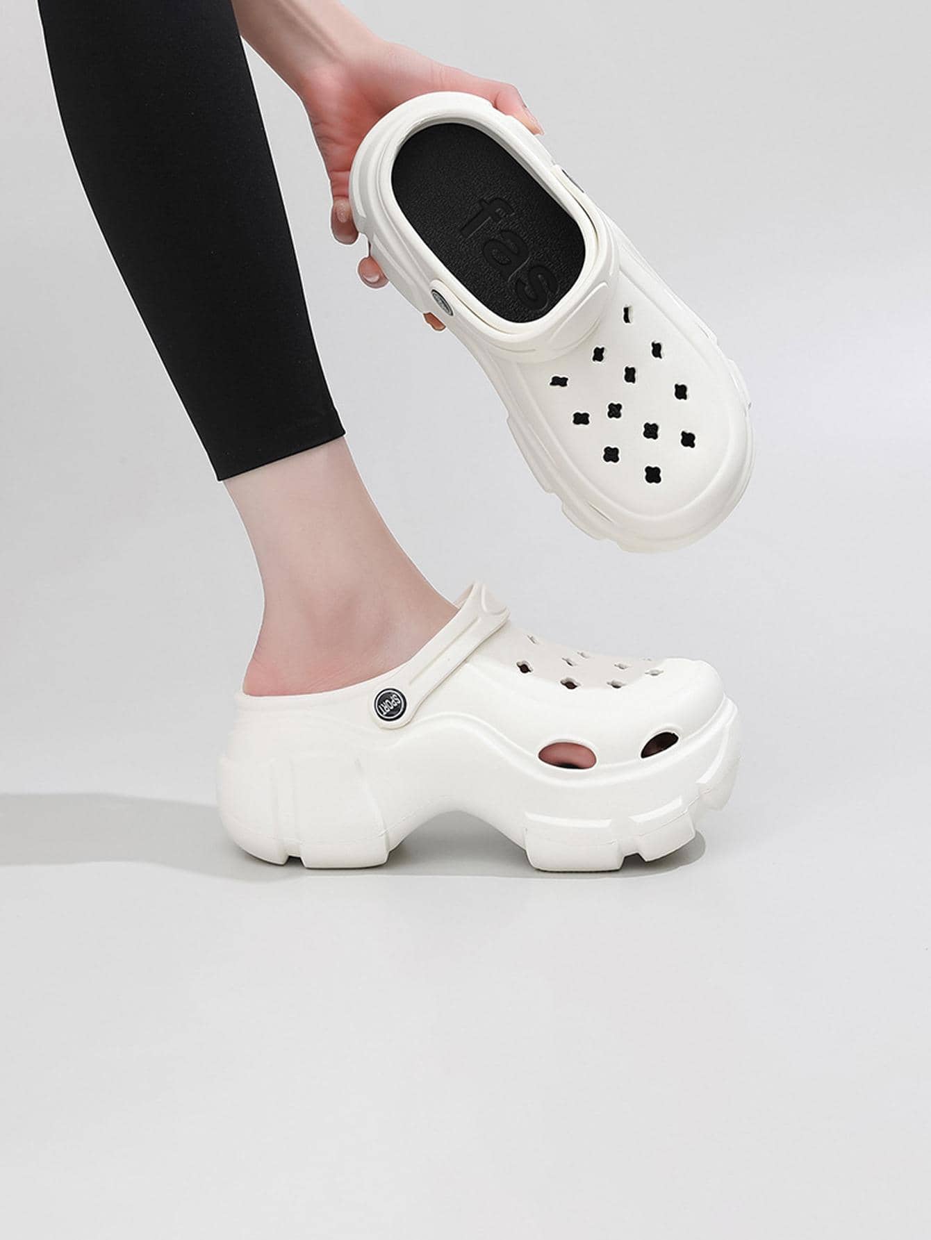 Women Minimalist Hollow Out Clogs, Sporty White EVA Vented Clogs ...