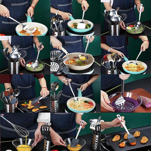 Stainless Steel Cooking Utensils Set,37 Pieces Kitchen Utensils Set ...