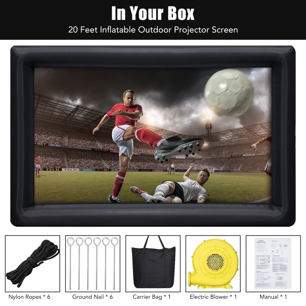 Inflatable Projector Screen, 20FT Portable Blow Up Outside Projector ...