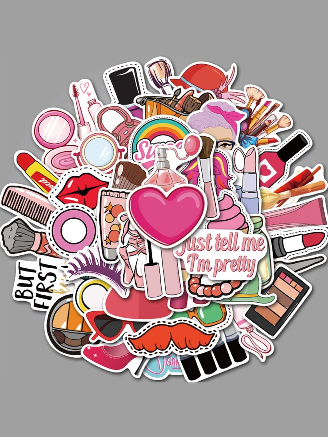 50pcs Cosmetic Pattern Sticker, DIY Paper Assorted Sticker, For ...