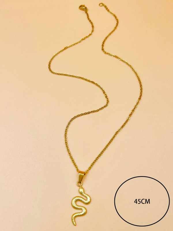 1pc Simple Texture Snake Shaped Zodiac Animal Pendant Necklace (Snake ...
