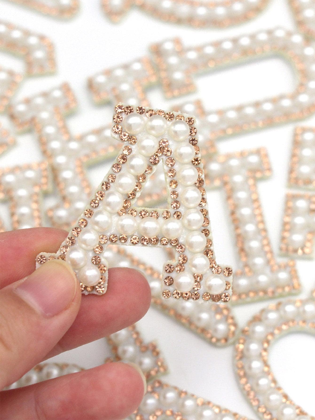 26 English Letters Faux Pearl Rhinestone Patches For Clothes A-Z ...