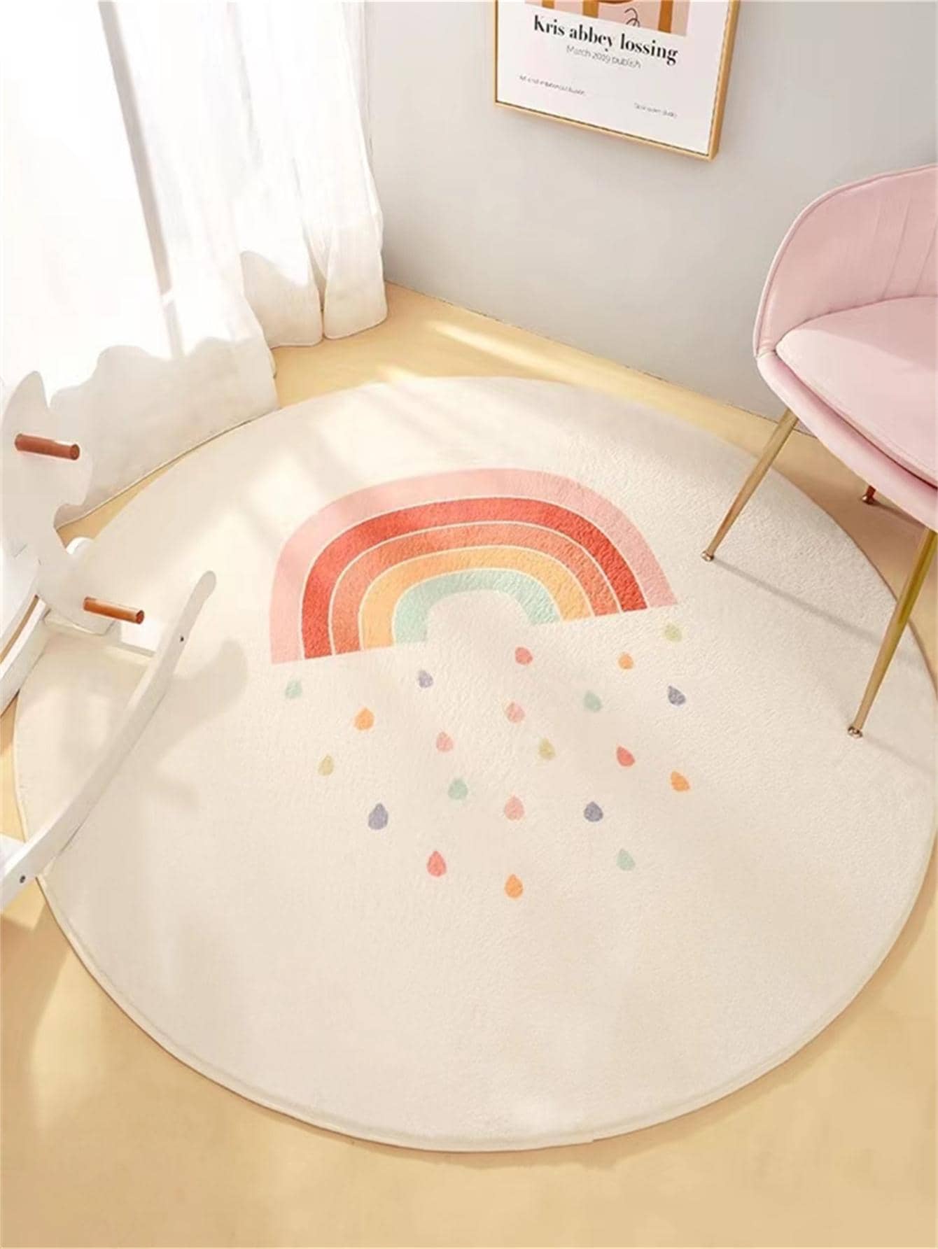 Rainbow Pattern Rug, Modern Water Drop & Rainbow Pattern Floor Rug For ...