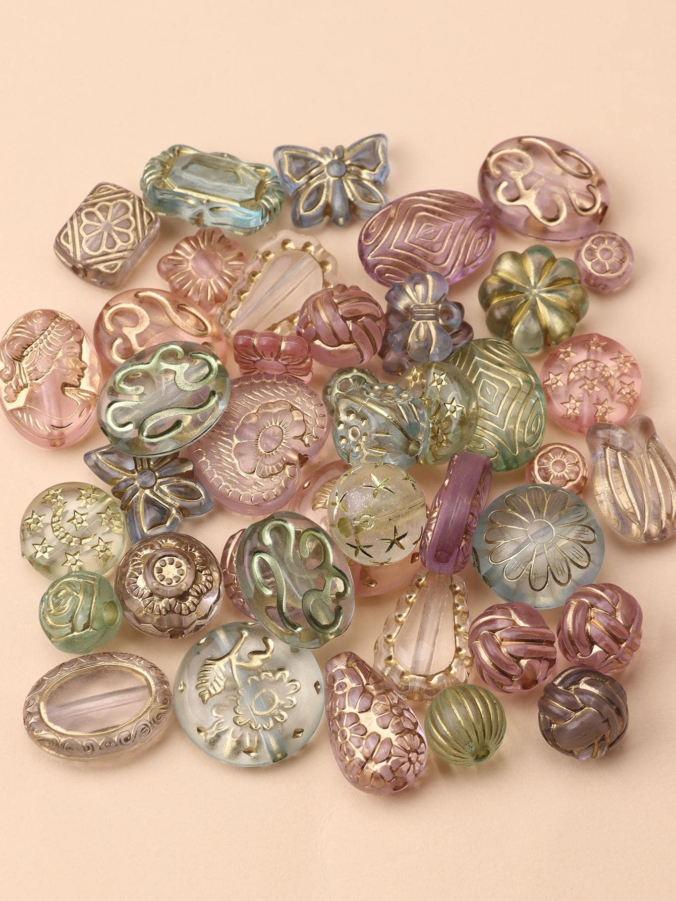 40g 1 Pack Random Mixed Three-Dimensional Fashion Acrylic Color Gold ...