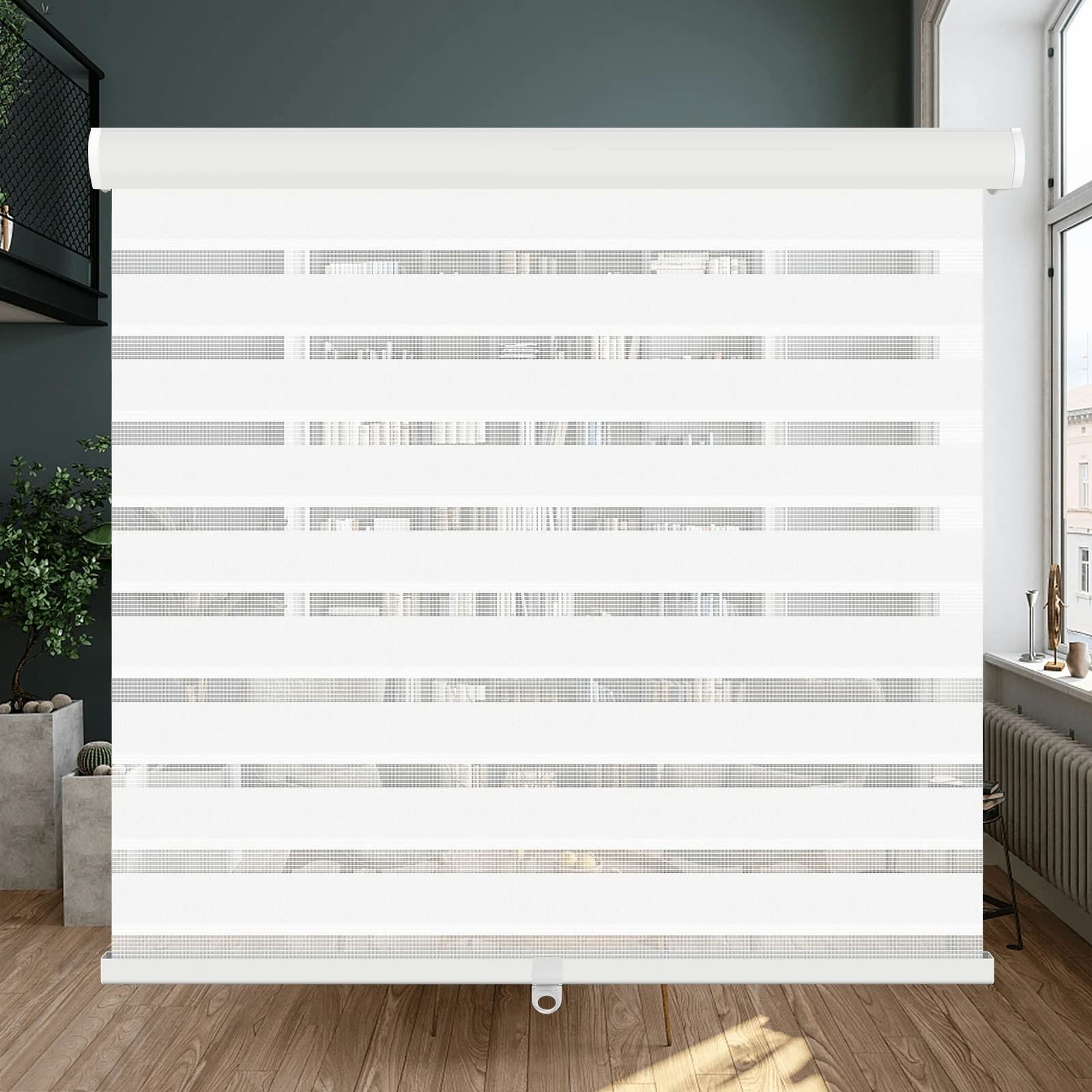 LUCKUP Cordless Zebra Blinds Roller Shades For Window-Dual Layer Sheer ...