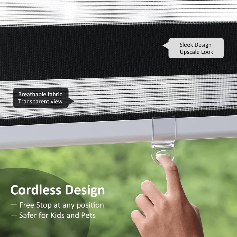 LUCKUP Cordless Zebra Blinds Roller Shades For Window-Dual Layer Sheer Blinds Light Control With ...