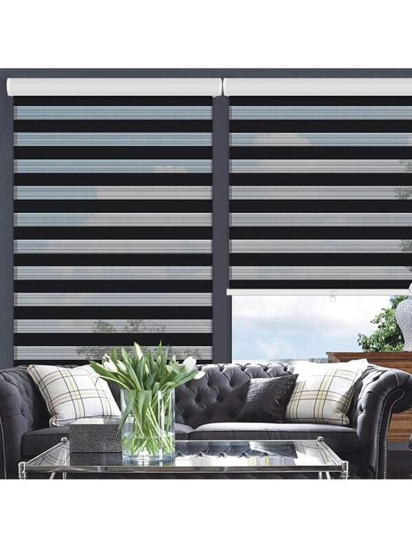LUCKUP Cordless Zebra Blinds Roller Shades for Window-Dual Layer Sheer Blinds Light Control with ...