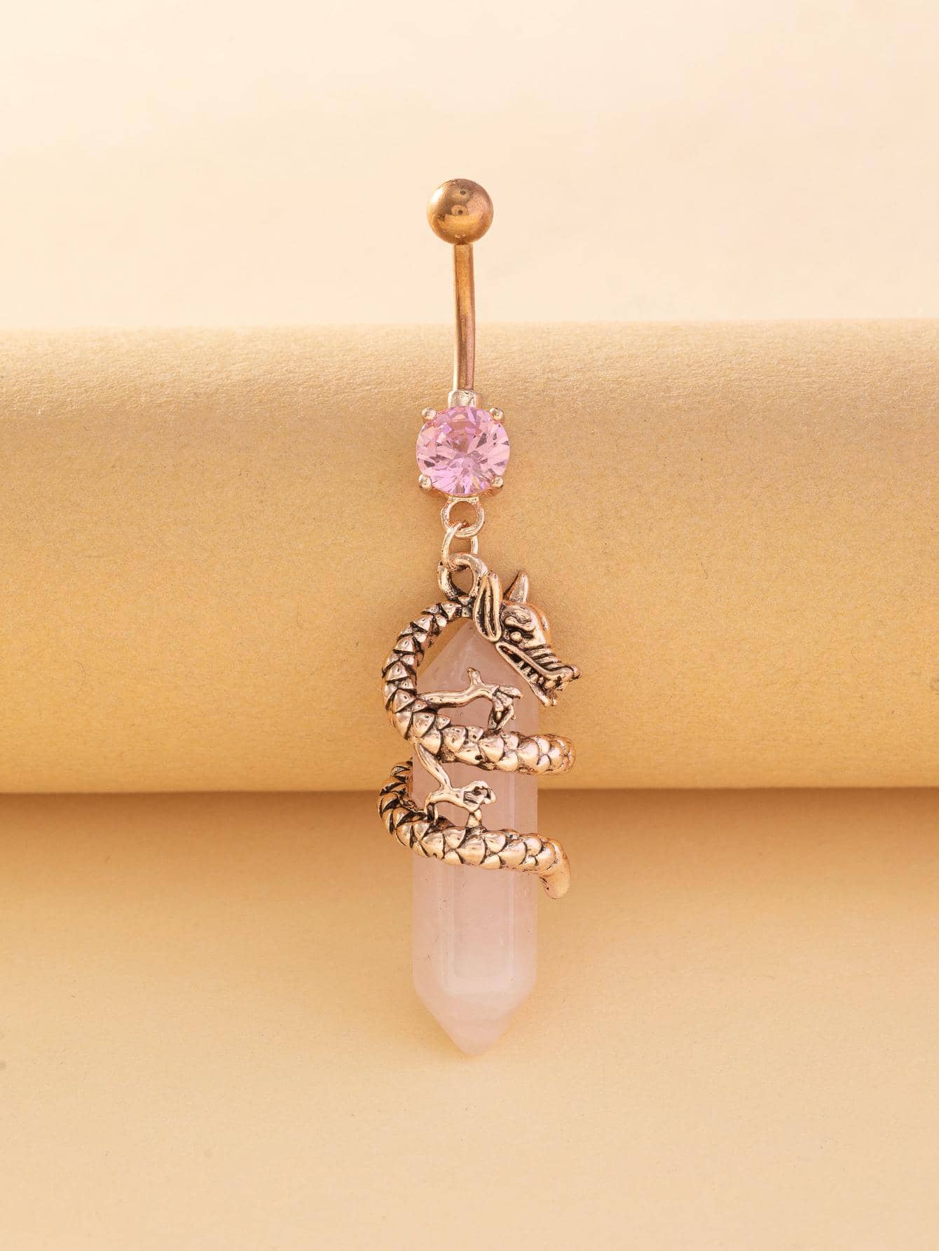 1pc European Style Exquisite Dragon Shaped Crystal Belly Button Ring, Inlaid With & Rhinestone ...
