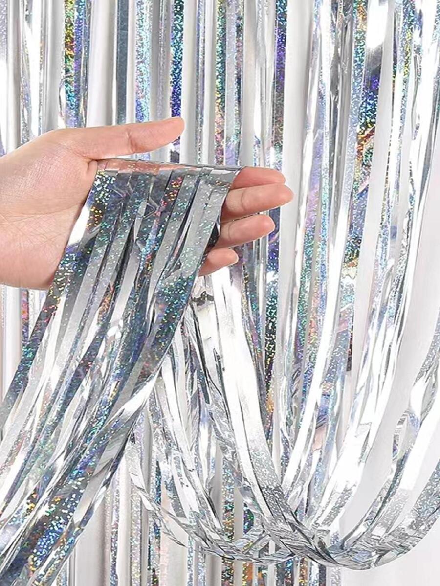 1pc Party Decorative Tassel Curtain, Holographic Fringe Curtain For ...