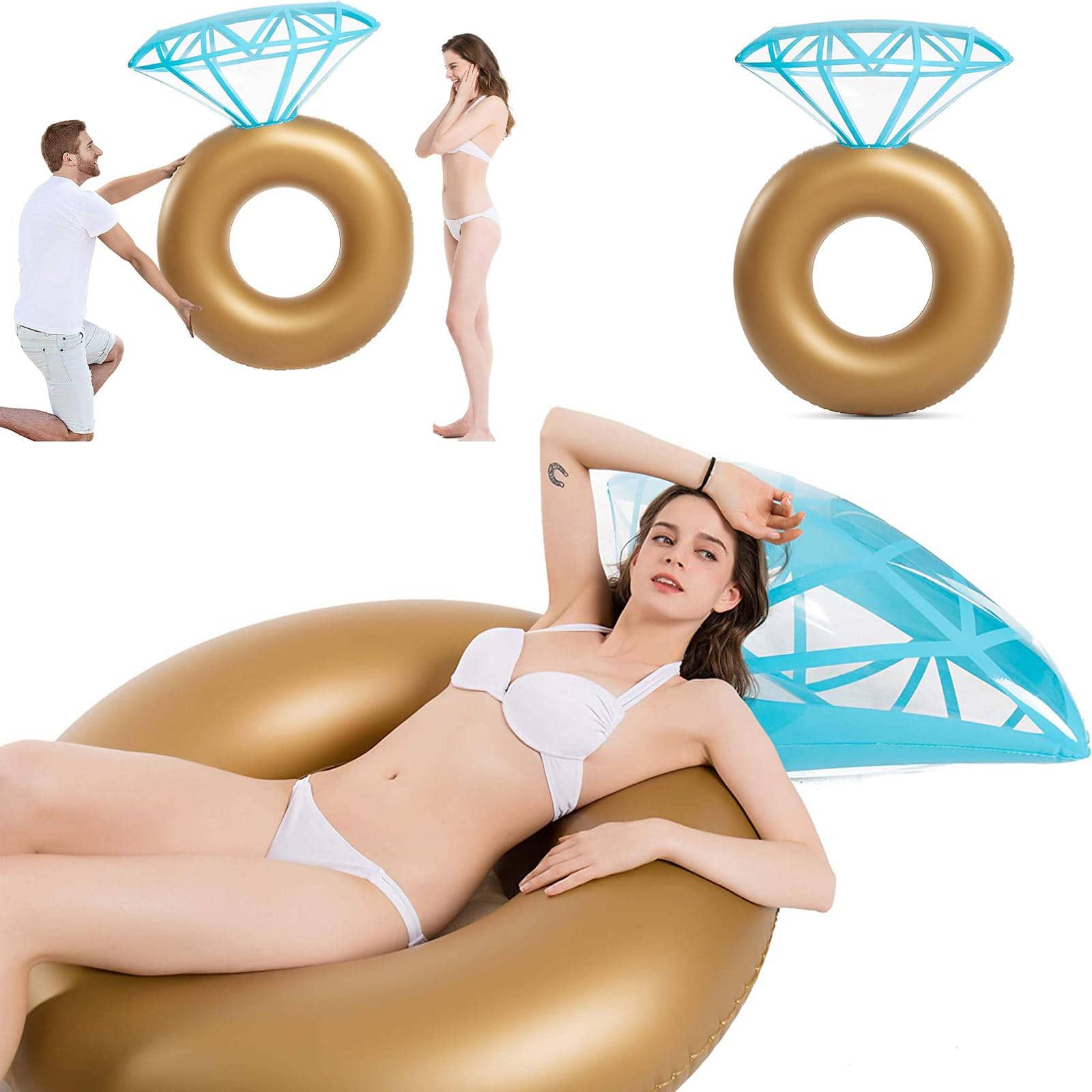 Jasonwell Inflatable Diamond Ring Pool Float - Engagement Ring Bachelorette Party Float Stagette ...