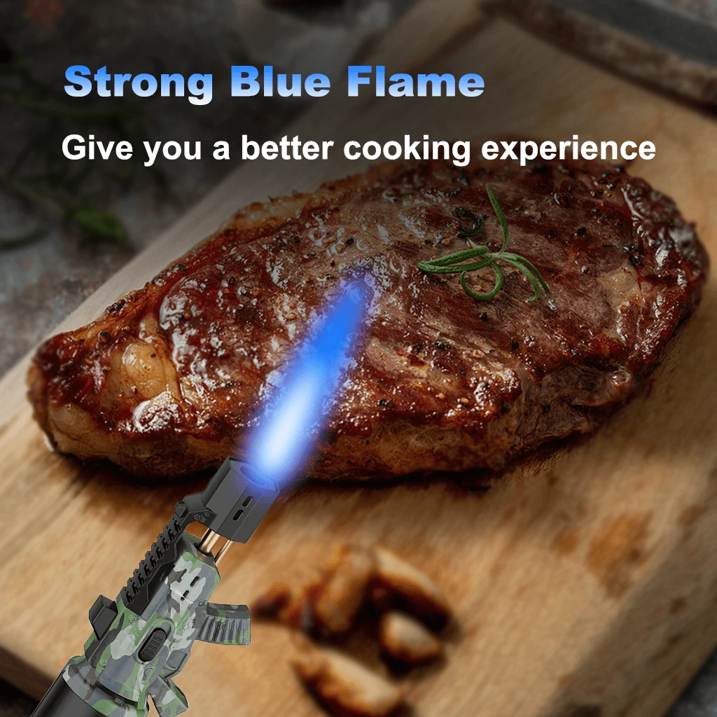 JETPRO Torch Lighter One-Hand Operation Kitchen Cooking Torch with Adjustable Flame (Butane Gas ...