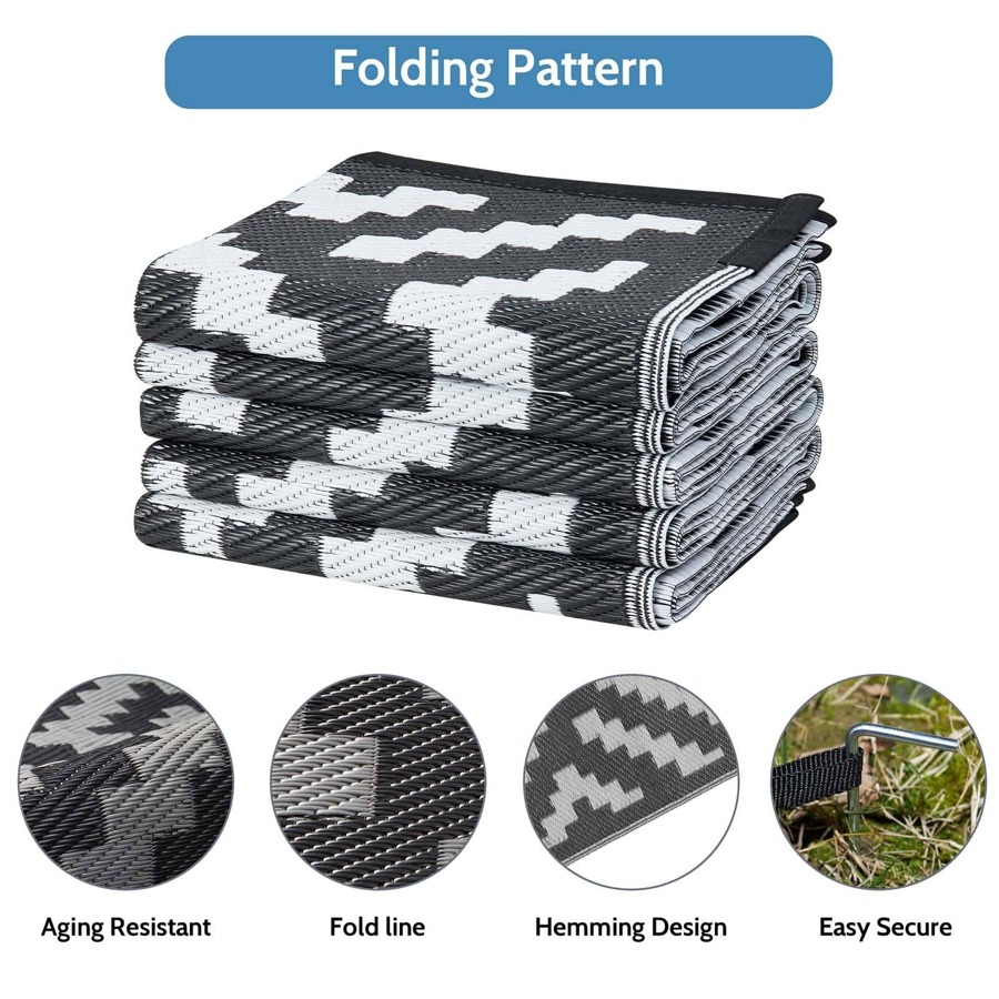 GENIMO Reversible Outdoor Rug Waterproof, Outdoor Area Rug, Plastic ...