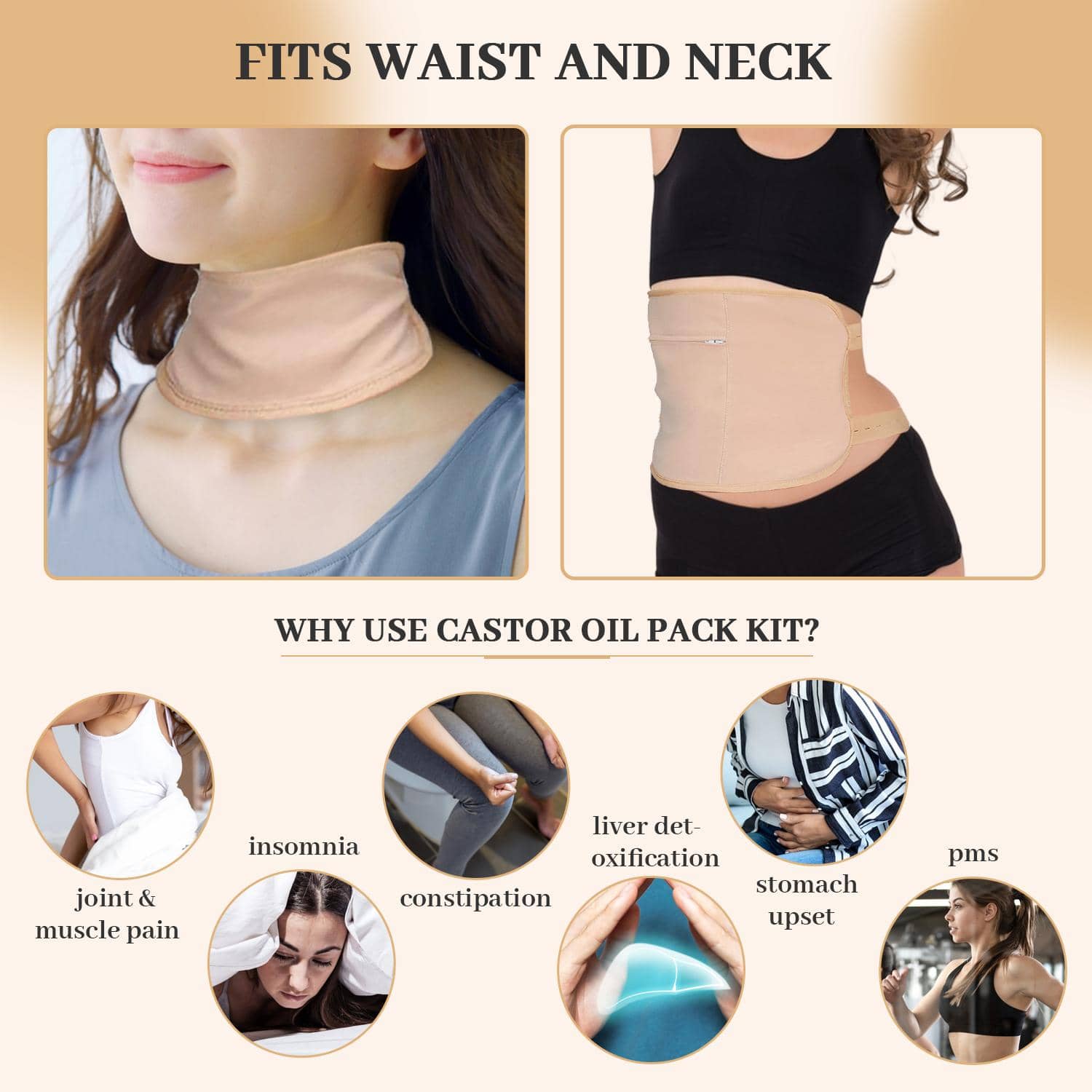 Castor Oil Pack for Liver Detox, 2 Pcs Anti Leakage Oil Castor Oil Pack ...