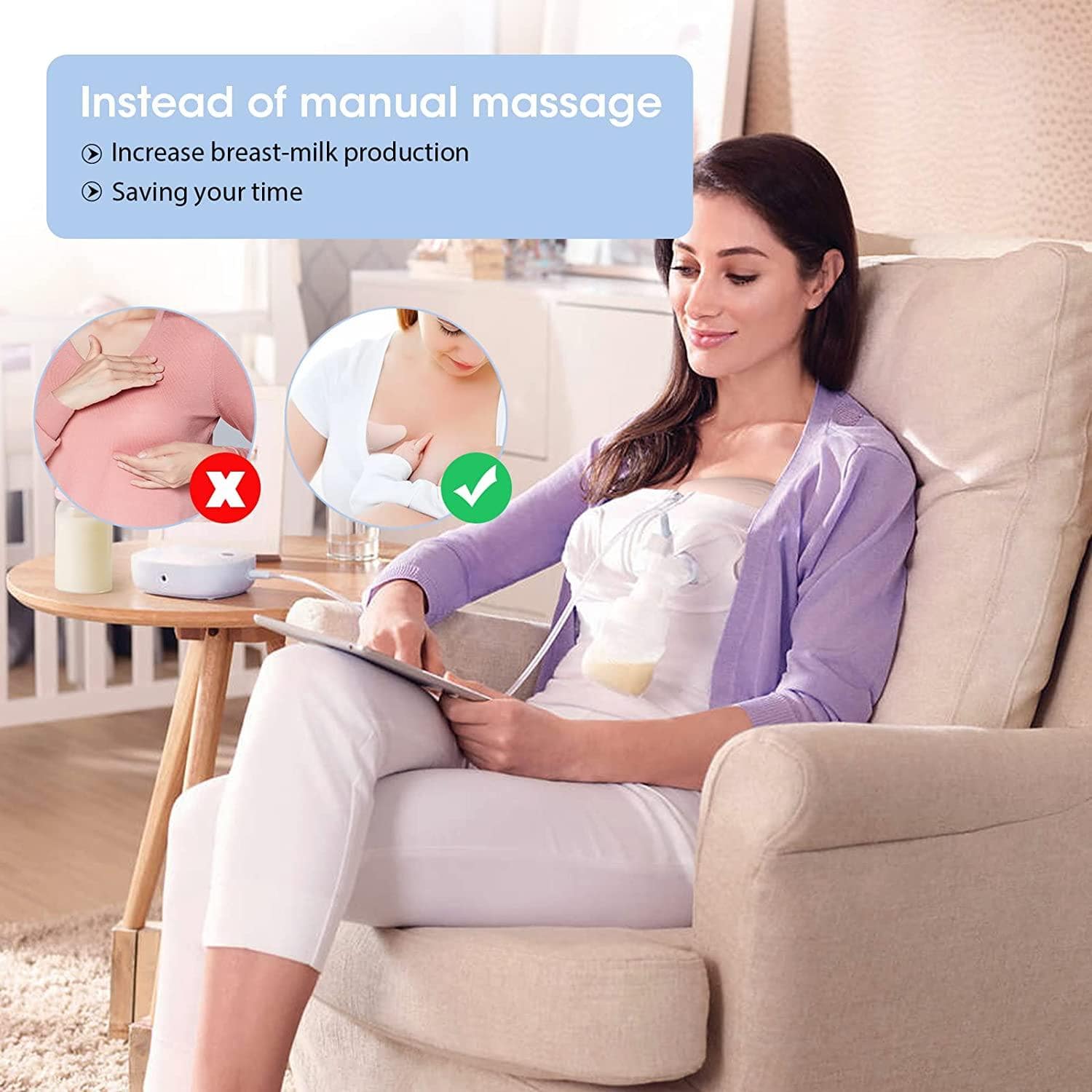 Lactation Massager with 3 Modes of Heat and 10 Modes of Vibration ...