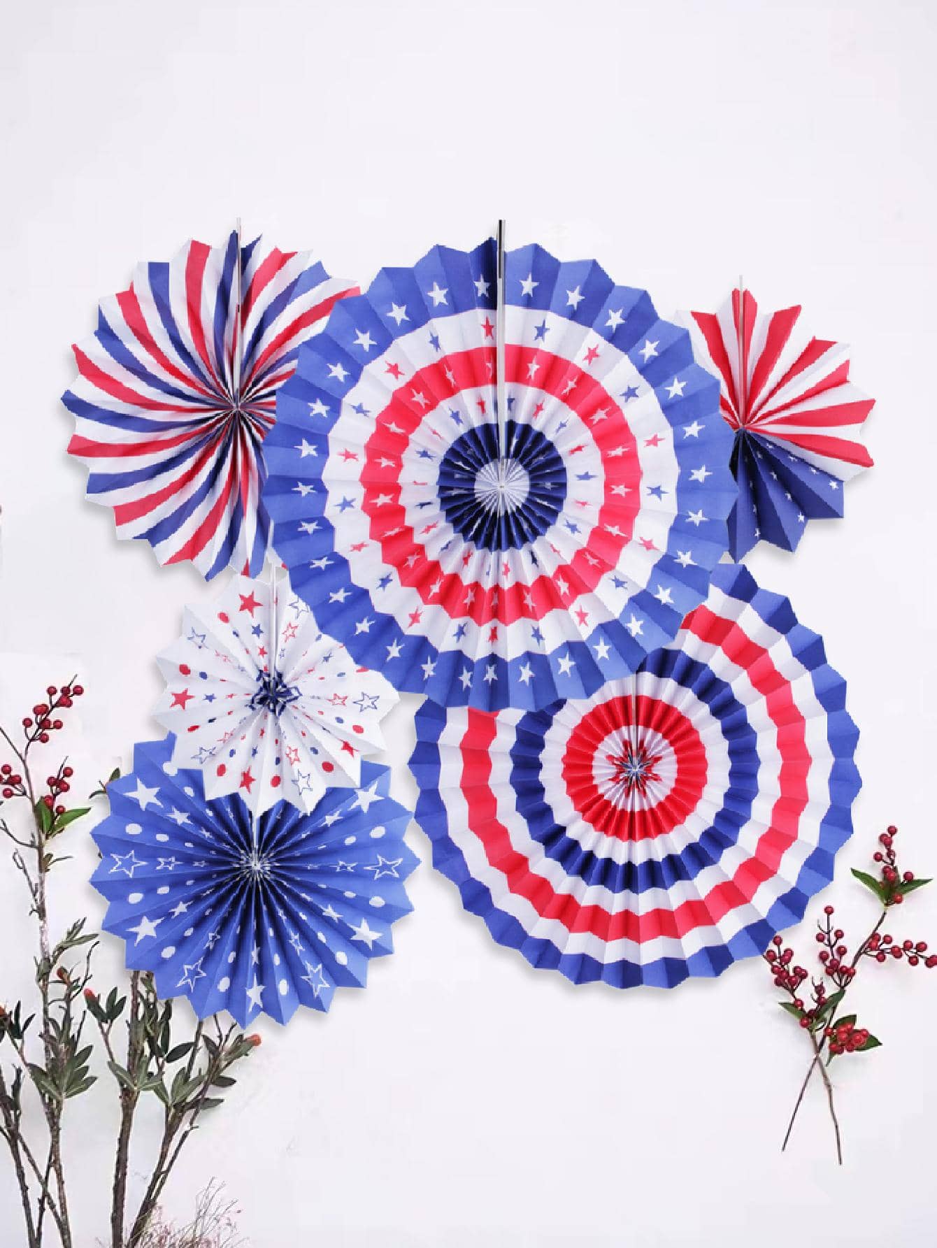 6pcs Independence Day Paper Fan Decoration | SHEIN USA