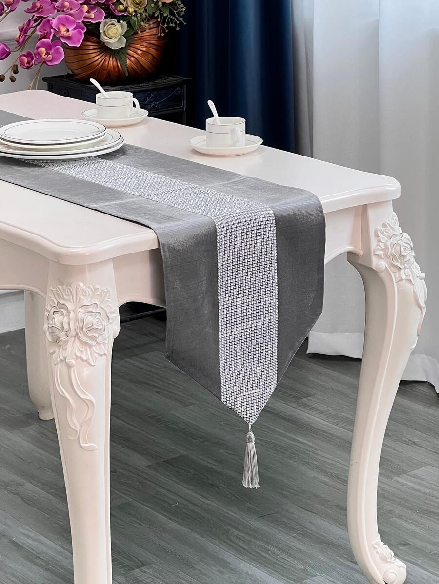Shiny Accessory Diamond Velvet Table Runner For Dining Room Decoration ...